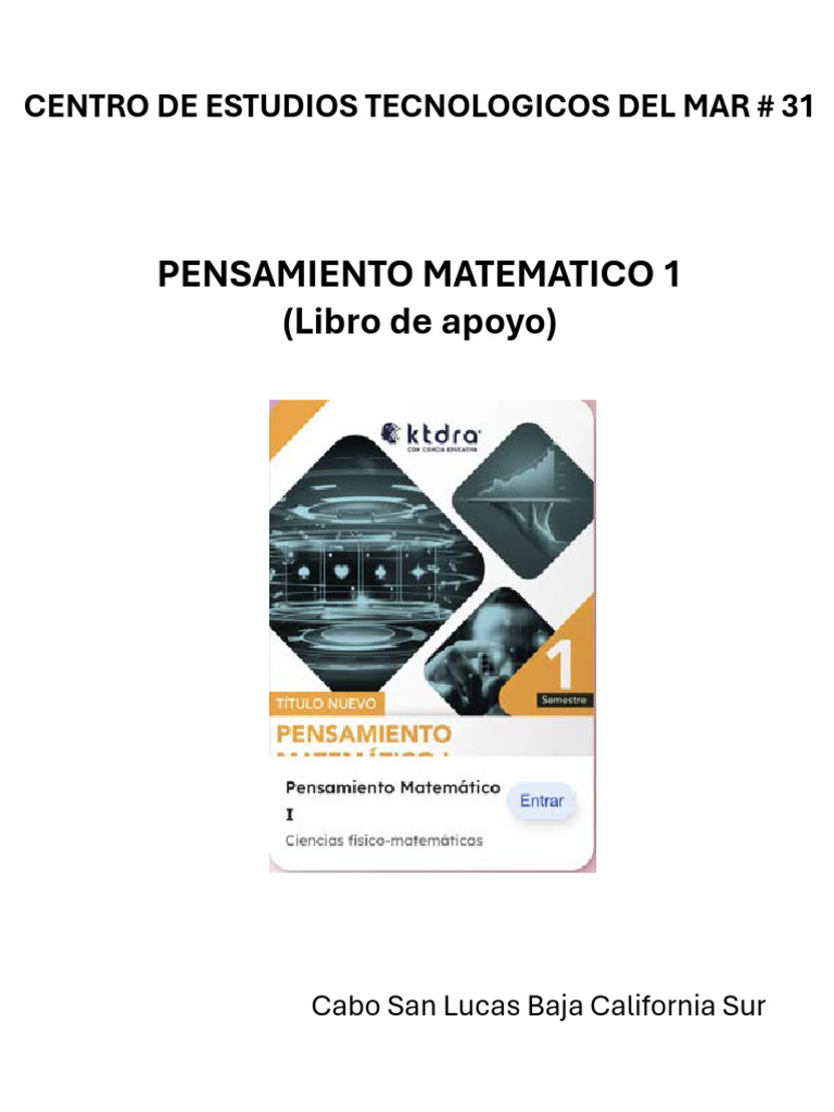 Pensamiento Matematico 1 Libro-Comprimido | PDF