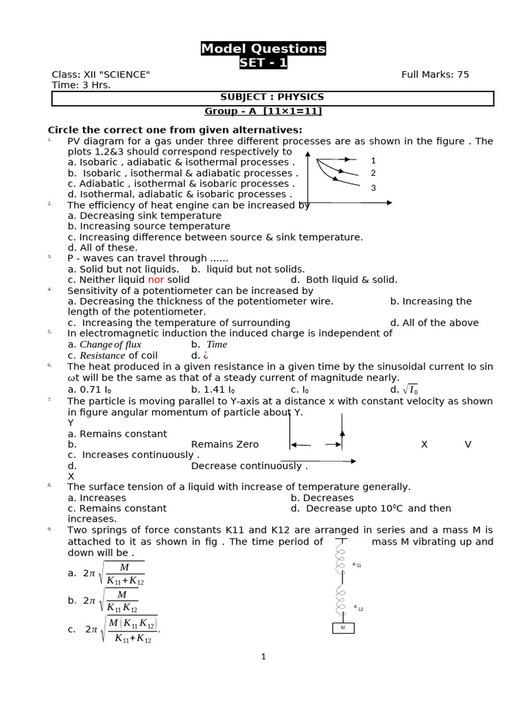 KNS_Physicsc5 sets model questions 2.0 | PDF | Electron | Diffraction