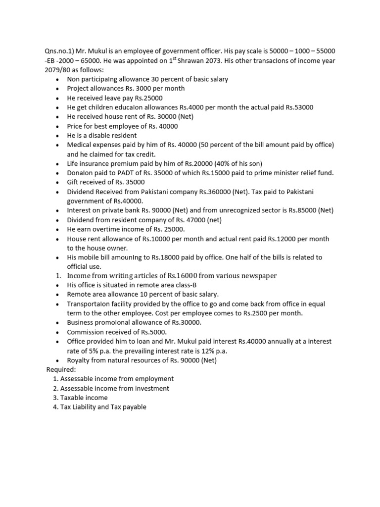 Income From Employment Extra Questons | PDF | Capital Gain | Income