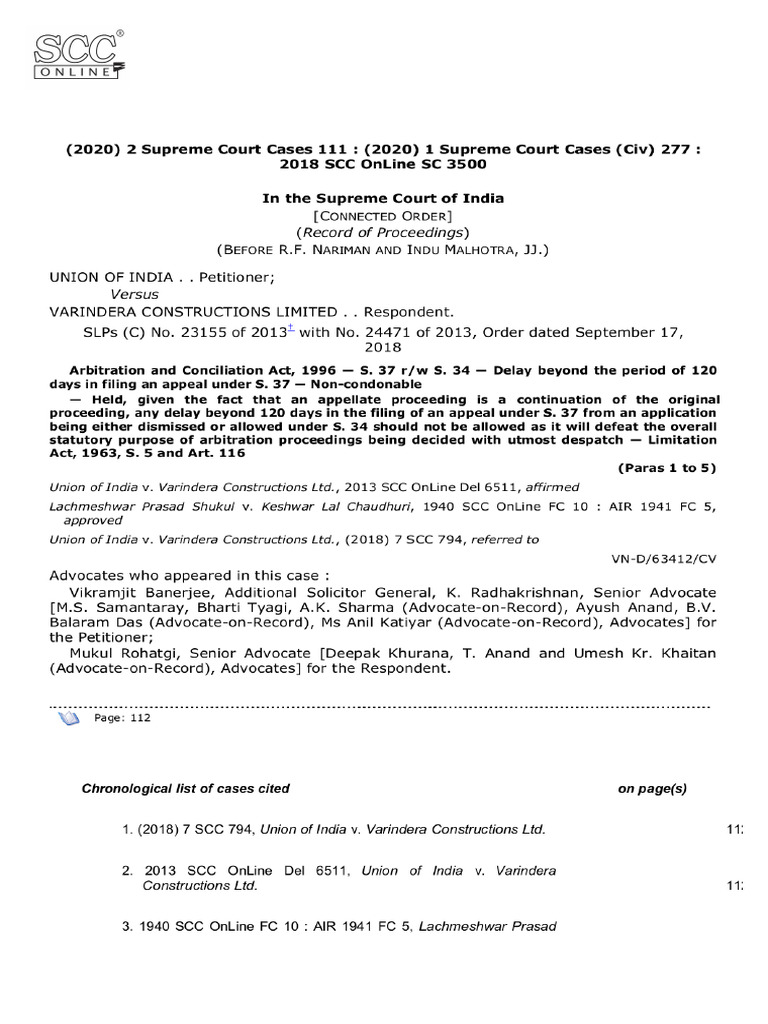 Vaninder Construction - Delay in Refiling | PDF