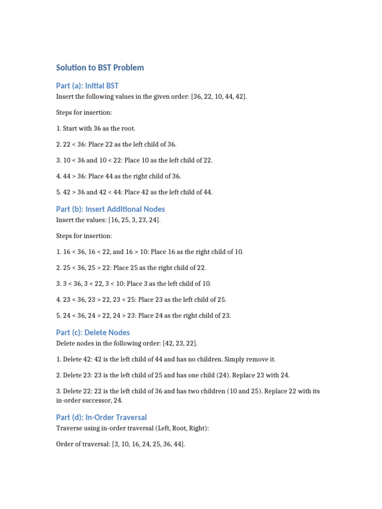 BST Insertion, Deletion, Traversal Guide | PDF