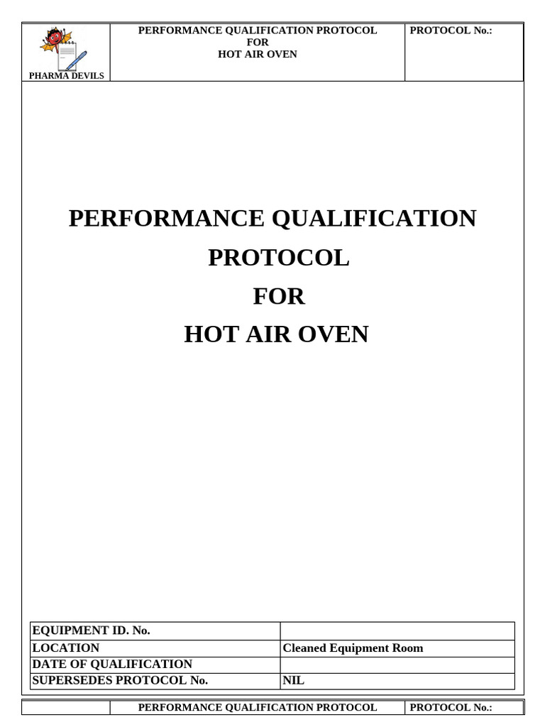 Performance Qualification Protocol For Hot Air Oven | PDF | Calibration | Temperature