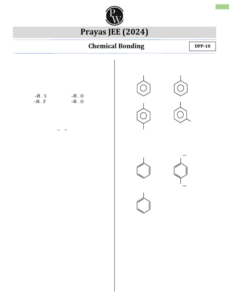JEE Chemistry: Chemical Bonding Quiz | PDF | Chemical Bond | Hydrogen Bond