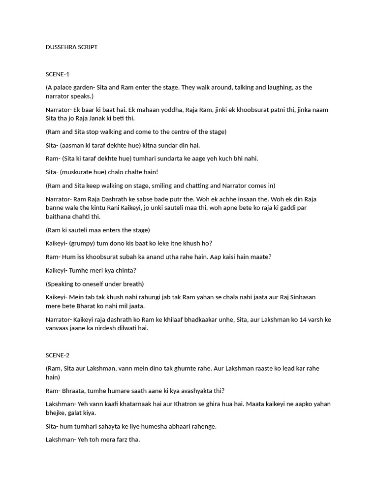 DUSSEHRA ASSEMBLY SCRIPT | PDF | Ramayana | Rama