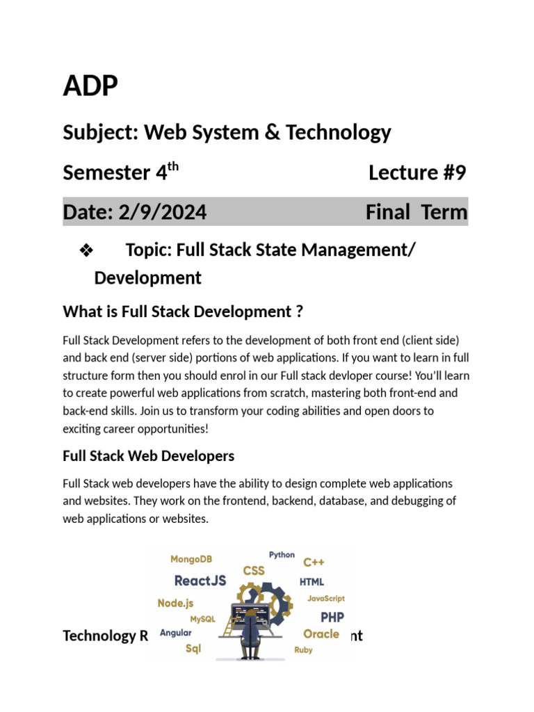 ADP-IV - Web System (Full Stack) | PDF | World Wide Web | Internet & Web