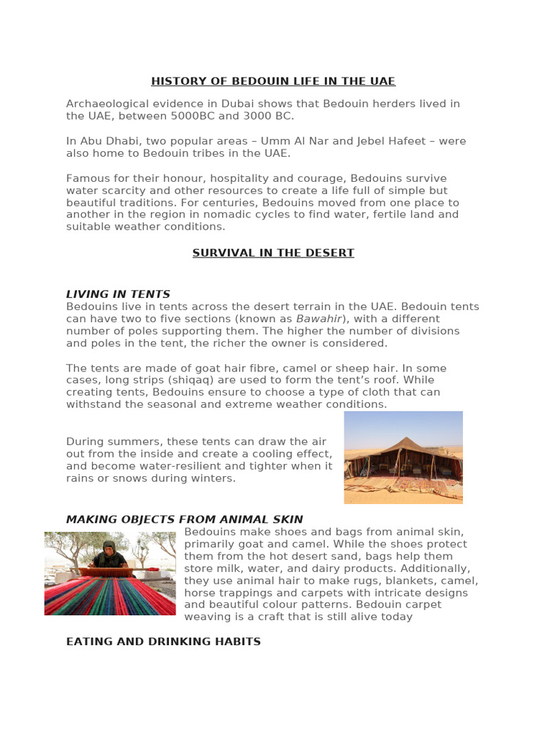 Bedouins Information Sheet | PDF | Tent | Carpet