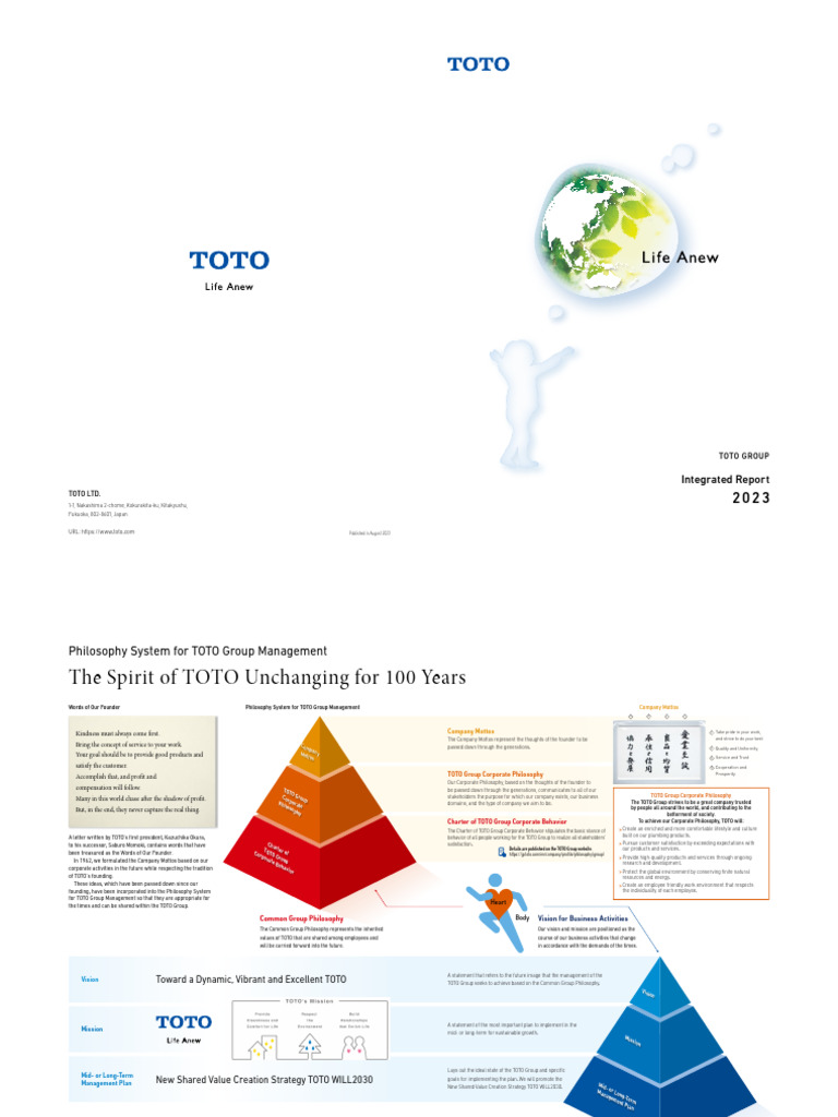 Https :Jp.toto.Com:Assets:Files:Report2023.en.pdf | PDF | Business