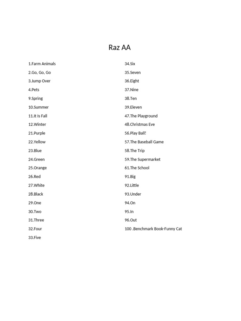 Raz AA | PDF