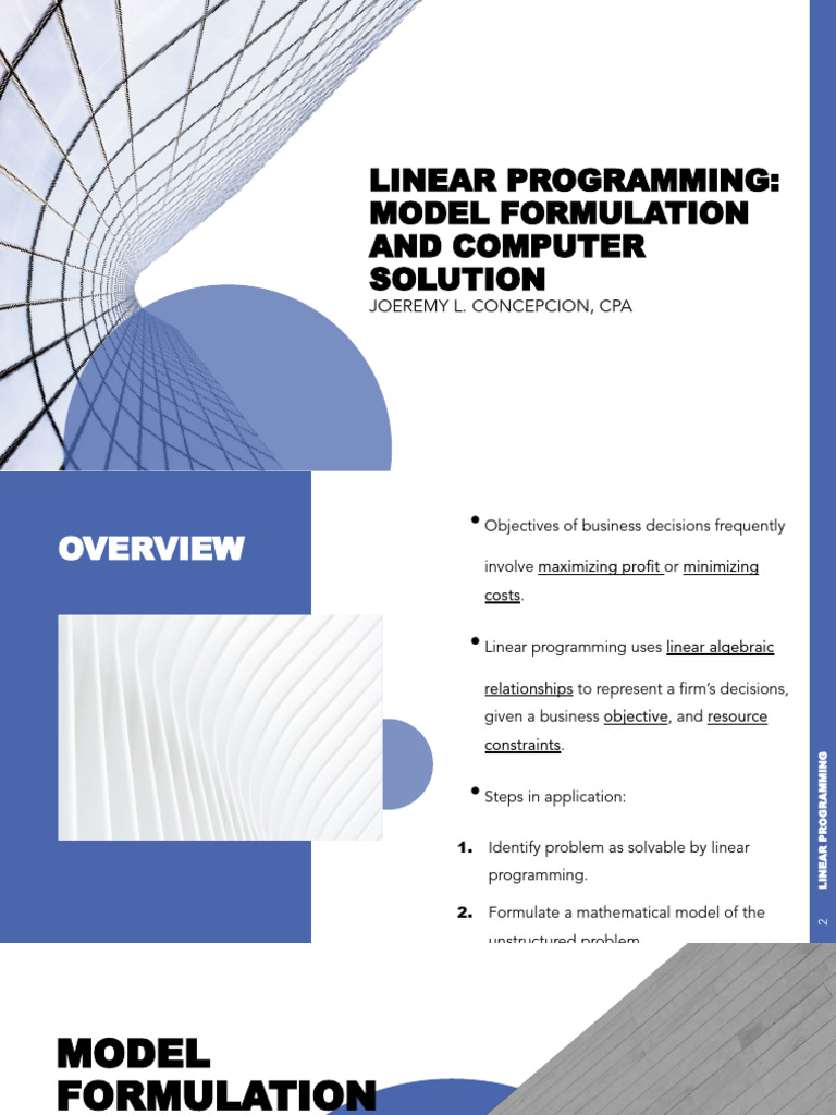 Linear Programming Model Formulation | PDF | Linear Programming ...