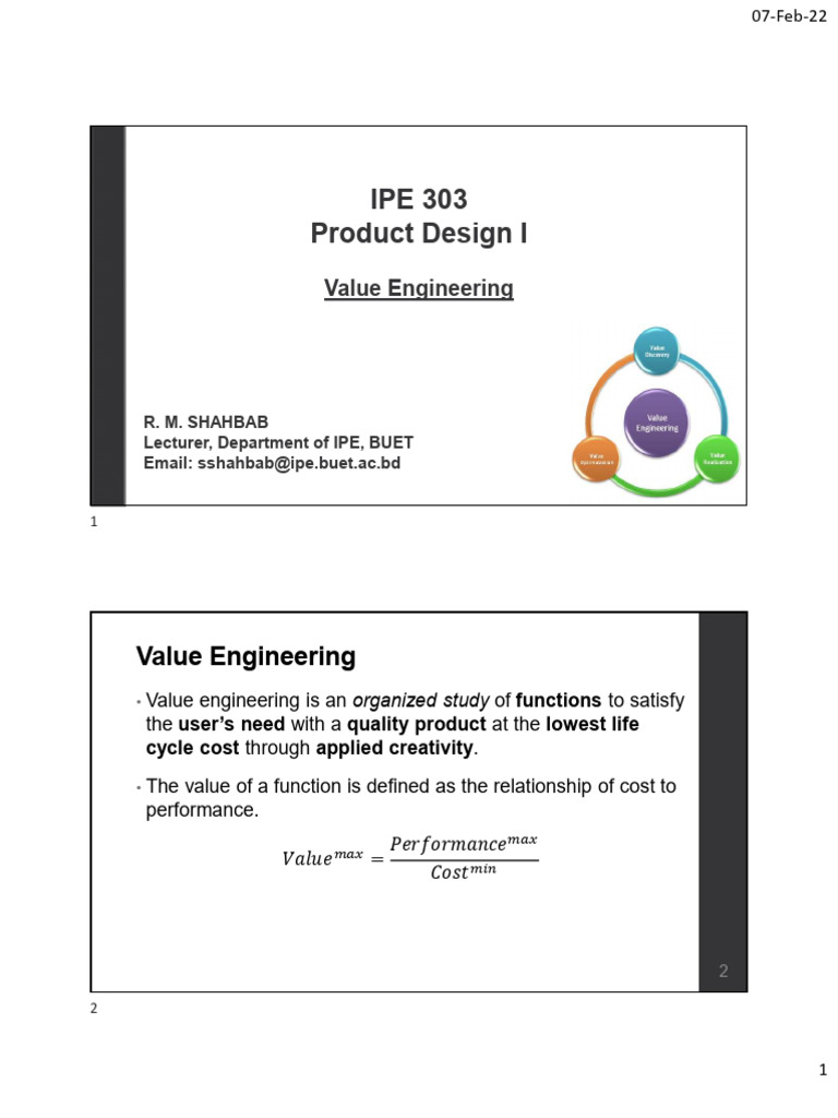 9. Value Engineering | PDF | Function (Mathematics) | Engineering
