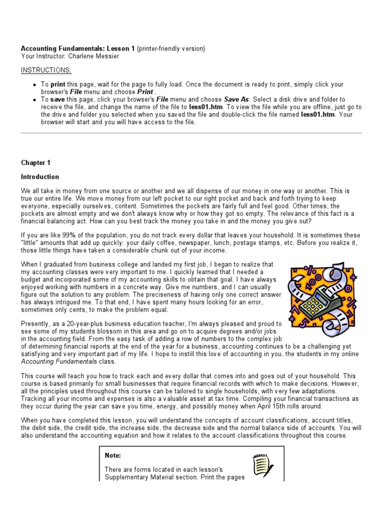 Accounting Fundamentals: Lesson 1 | PDF | Debits And Credits | Expense