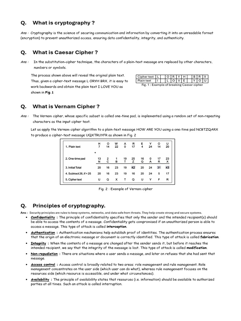 Cryptography of Question Answer | PDF | Encryption | Cryptography