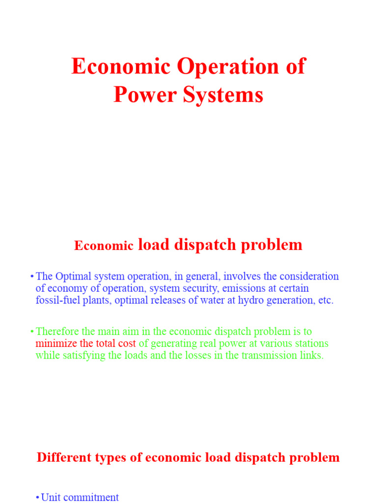 Economic Dispatch in Power Systems | PDF