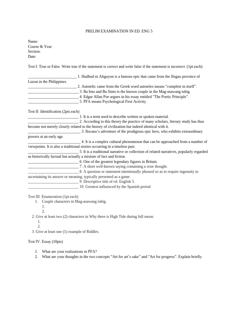Ed. Eng 5 | PDF