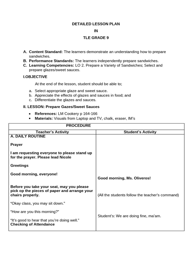 DETAILED LESSON PLAN PRE DEMO | PDF | Mustard (Condiment) | Sauce