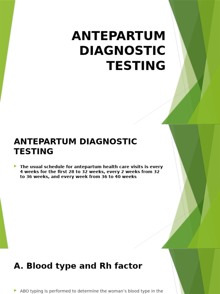 Antepartum Diagnostic Testing Overview | PDF | Childbirth | Fetus