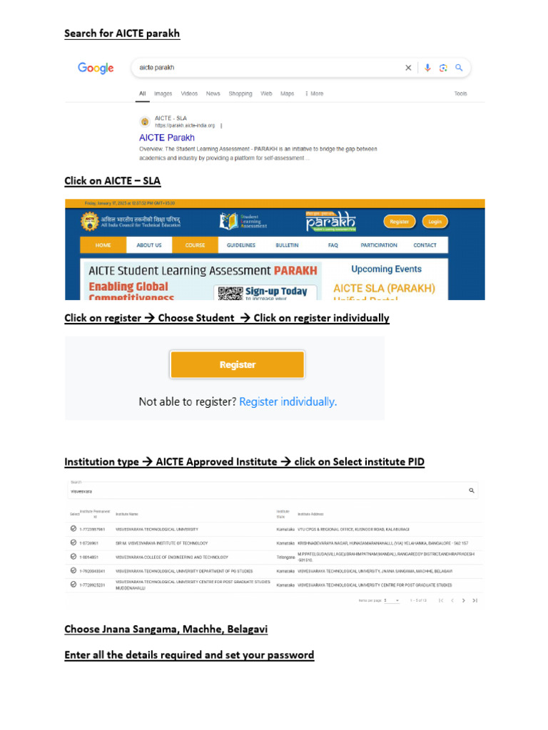 AICTE Parakh Student Registration Guide | PDF