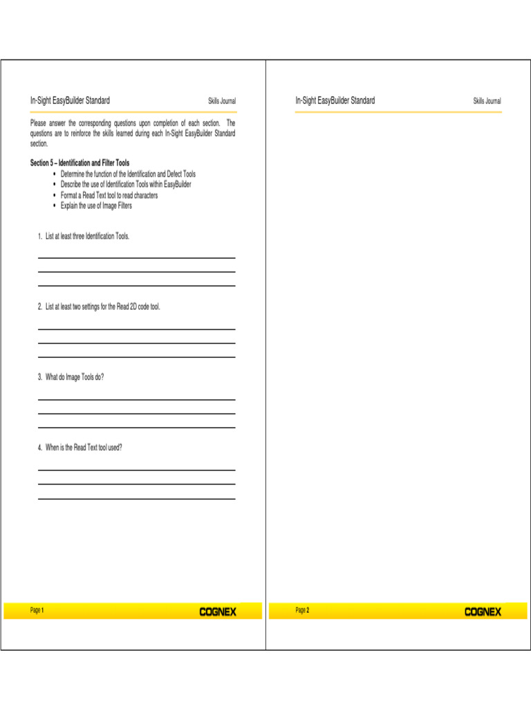 In-Sight EasyBuilder Skills Journal | PDF