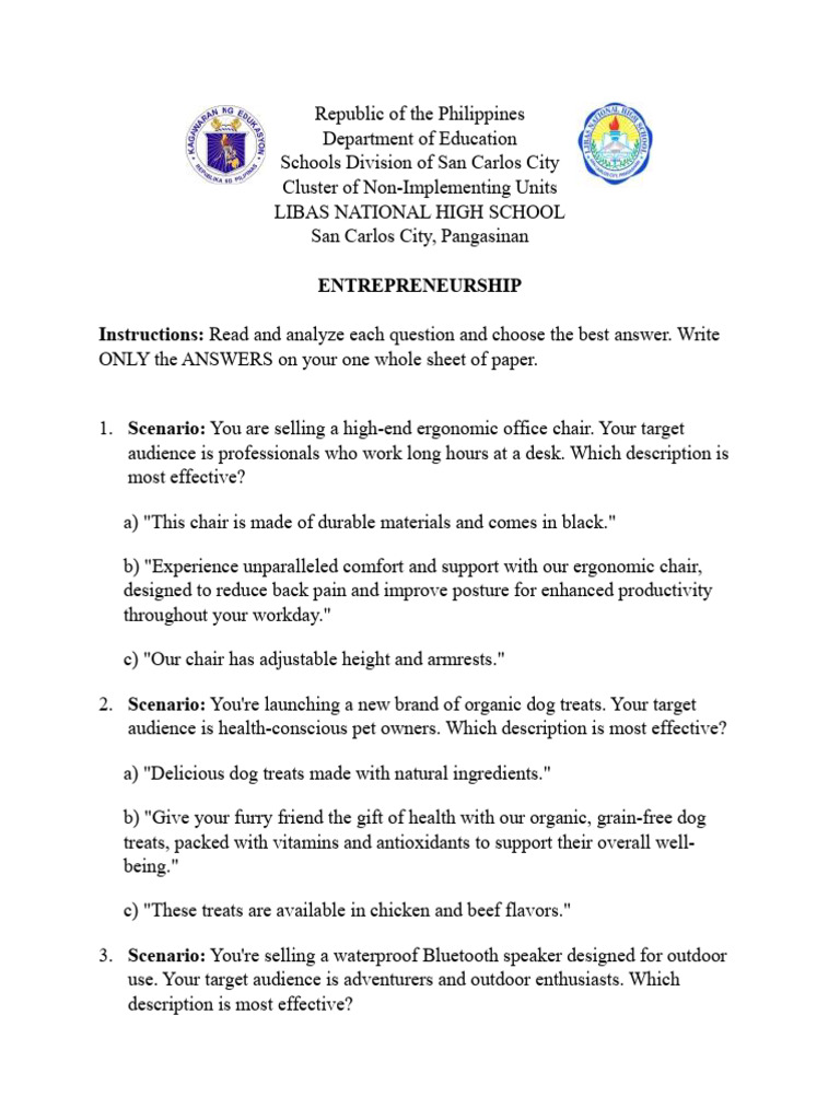 Modular Activity - Day 3 ENTREP | PDF | Chair