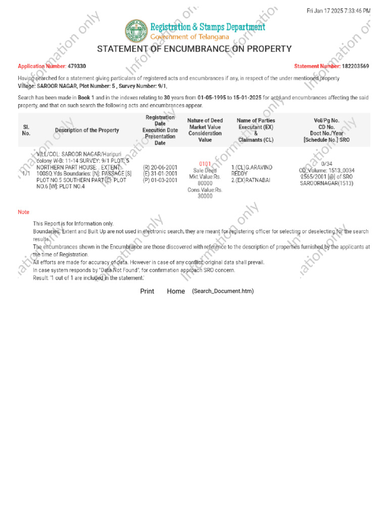 Statement of Encumbrance On Property | PDF