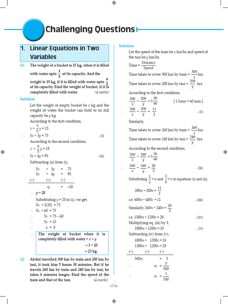 Solving Linear Equations and Age Problems | PDF | Speed | Mathematical ...