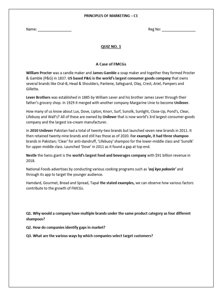 FMCG Marketing Strategies Quiz | PDF