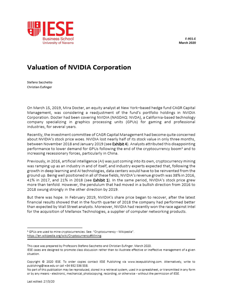 Valuation of NVIDIA Corporation | PDF | Equity (Finance) | Income Statement