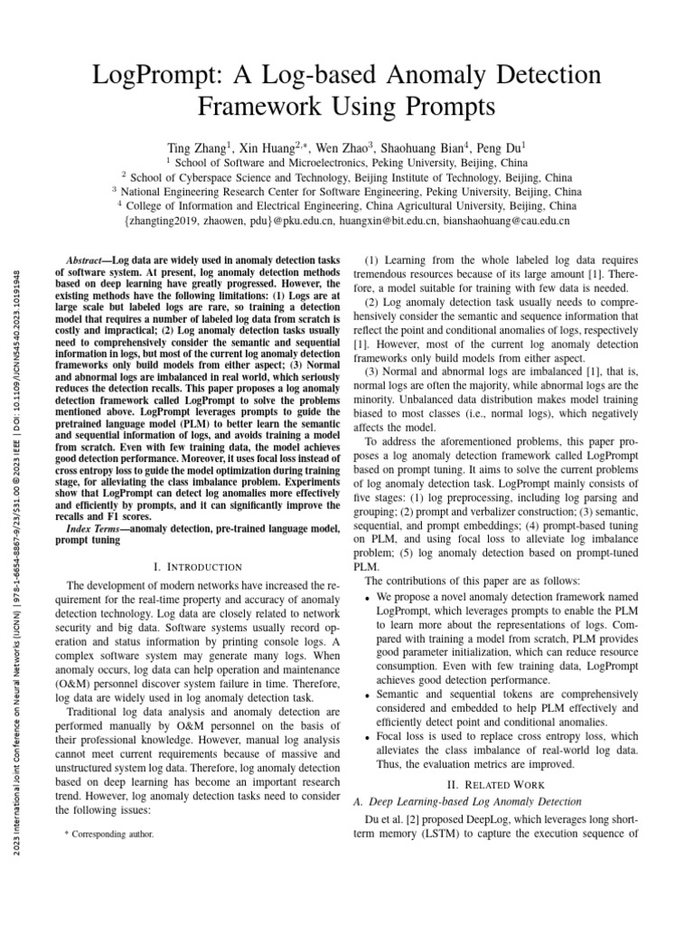 LogPrompt_A_Log-based_Anomaly_Detection_Framework_Using_Prompts | PDF | Information | Cognitive ...
