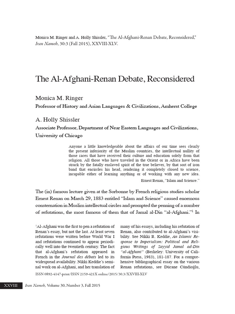 The Al-Afghani-Renan Debate, Reconsidered | PDF | Rationalism | Science