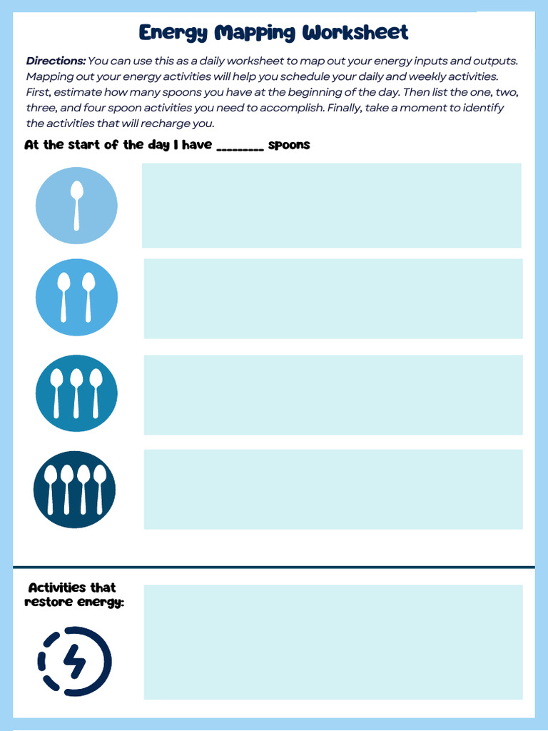 Spoon Theory Worksheet Fill Able | PDF