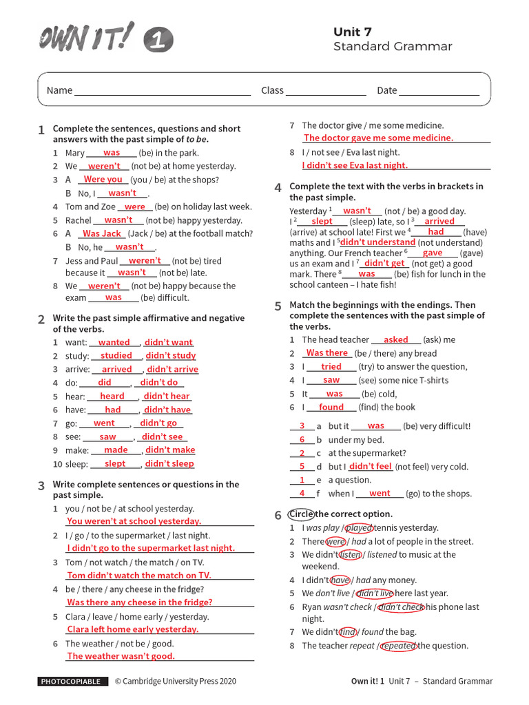 Standard_Grammar_Unit7_with_answers | PDF | Linguistic Morphology | Syntax