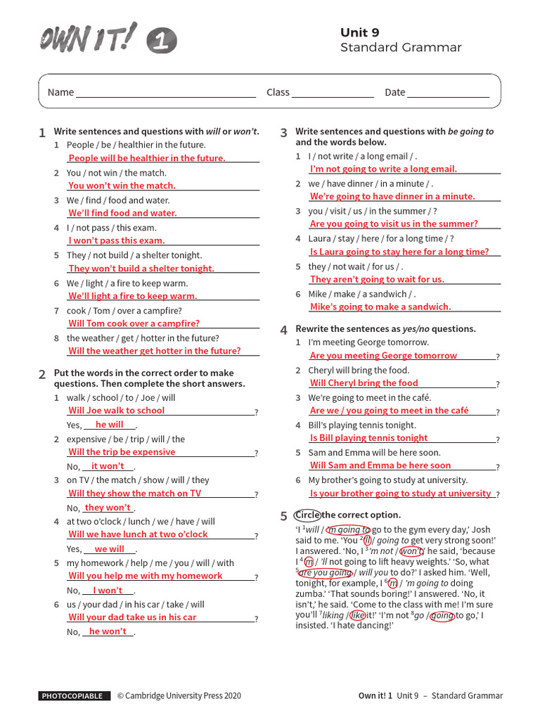 Future Tense Grammar Exercises | PDF