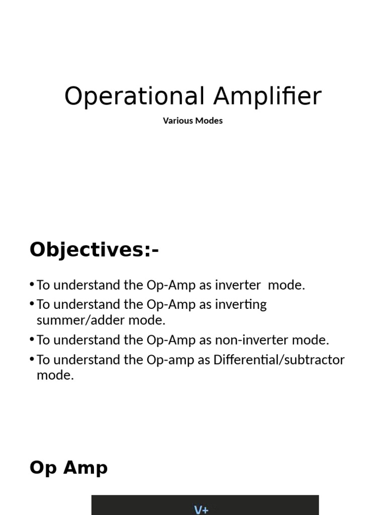 Understanding Operational Amplifier Modes | PDF | Operational Amplifier ...