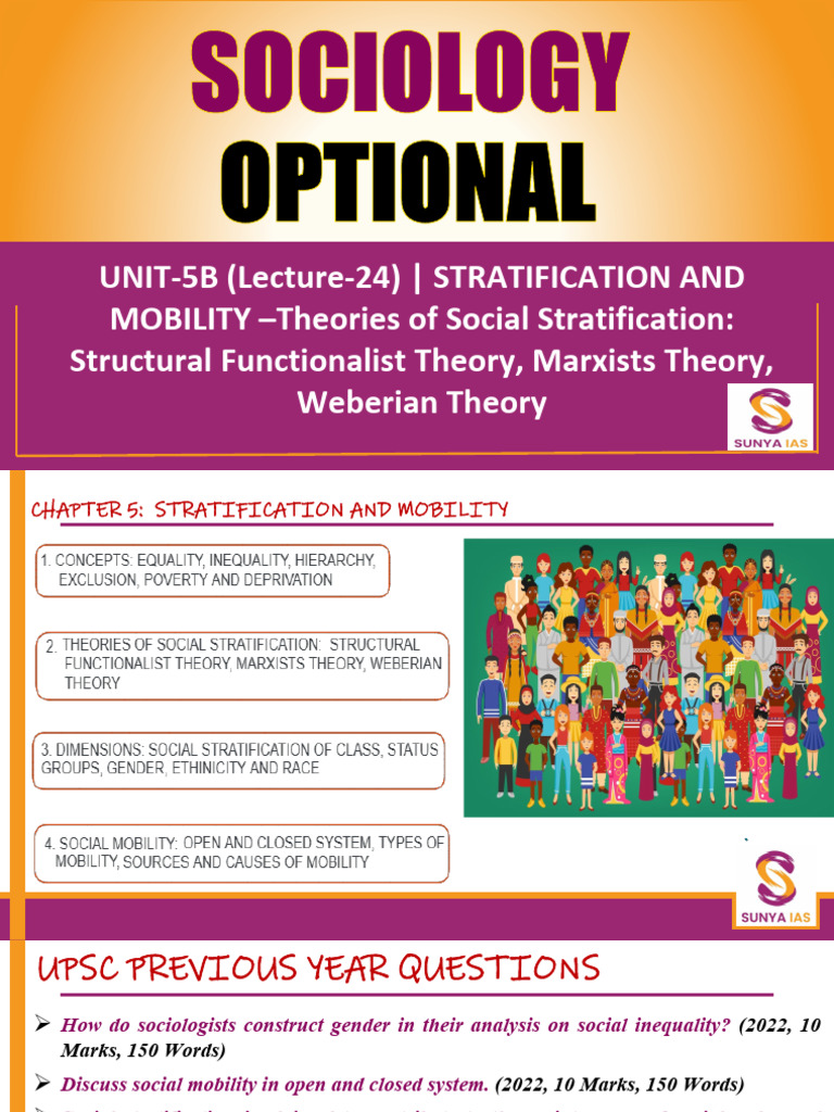SOCIOLOGY CH 5 - PART B Theories of Social Stratification (Lecture 24 ...