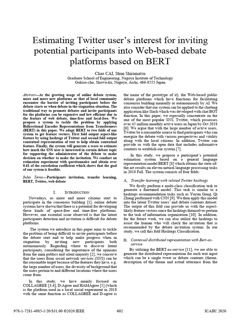Estimating Twitter Users Interest For Inviting Potential Participants Into Web-Based Debate ...