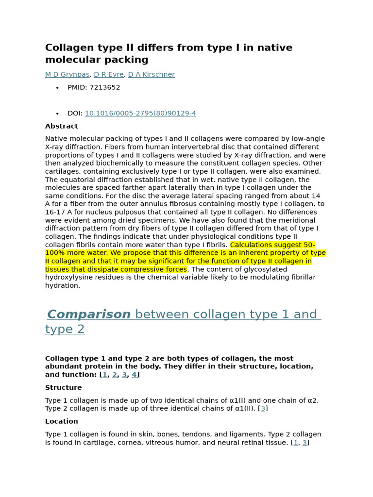 collagen 1 & 2 | PDF | Collagen | Tendon