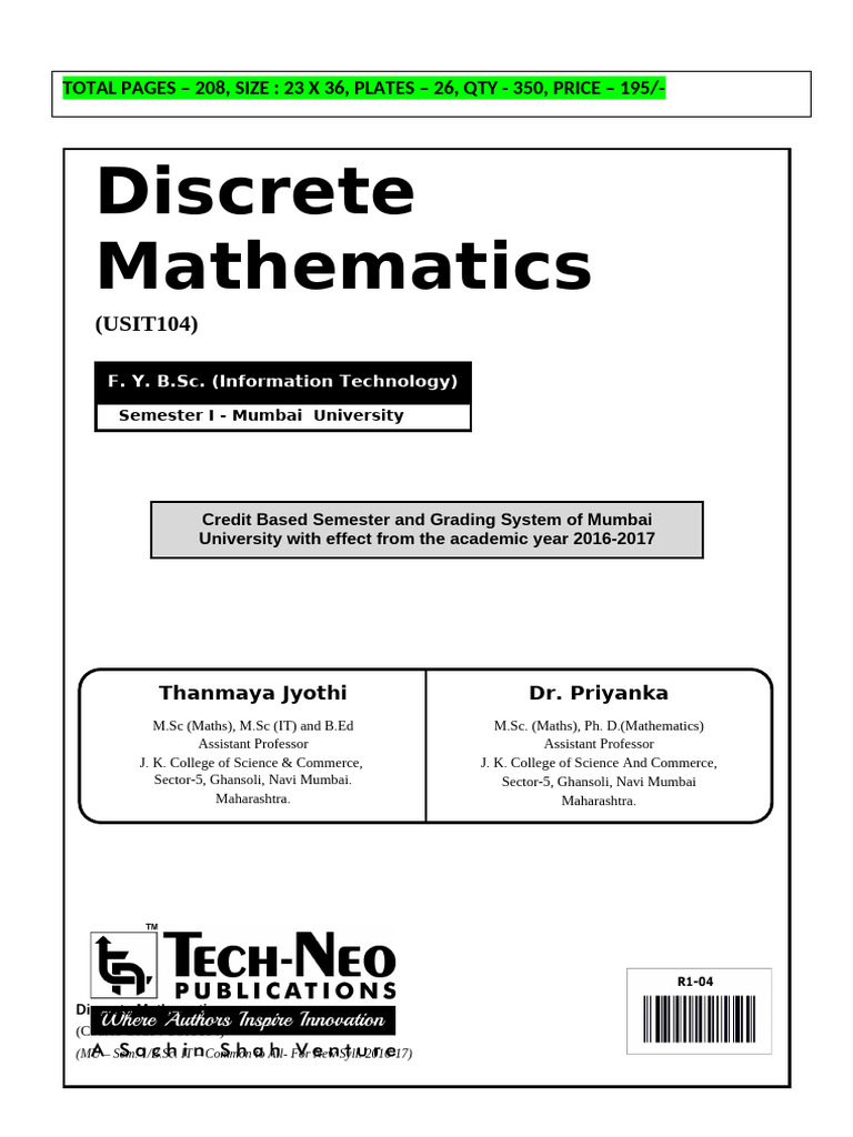 TITLE - Discrete Mathematics - MU-BSC-IT-SEM-1 | PDF | Function (Mathematics) | Recurrence Relation