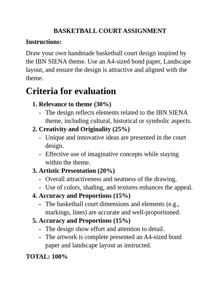 Basketball Court Assignment G 11 | PDF