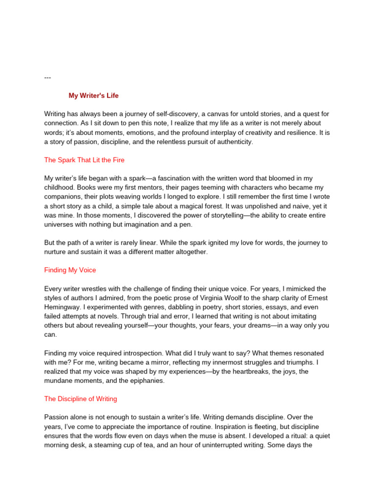 My Journey as a Writer: Growth & Struggles | PDF