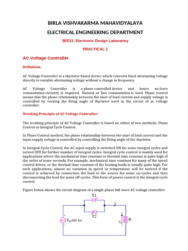 AC Voltage Controller Guide | PDF | Alternating Current | Transformer