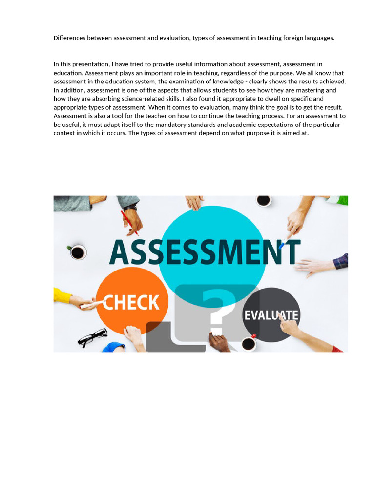 Differences Between Chorni Assessment and Evaluation For Conference | PDF | Educational ...
