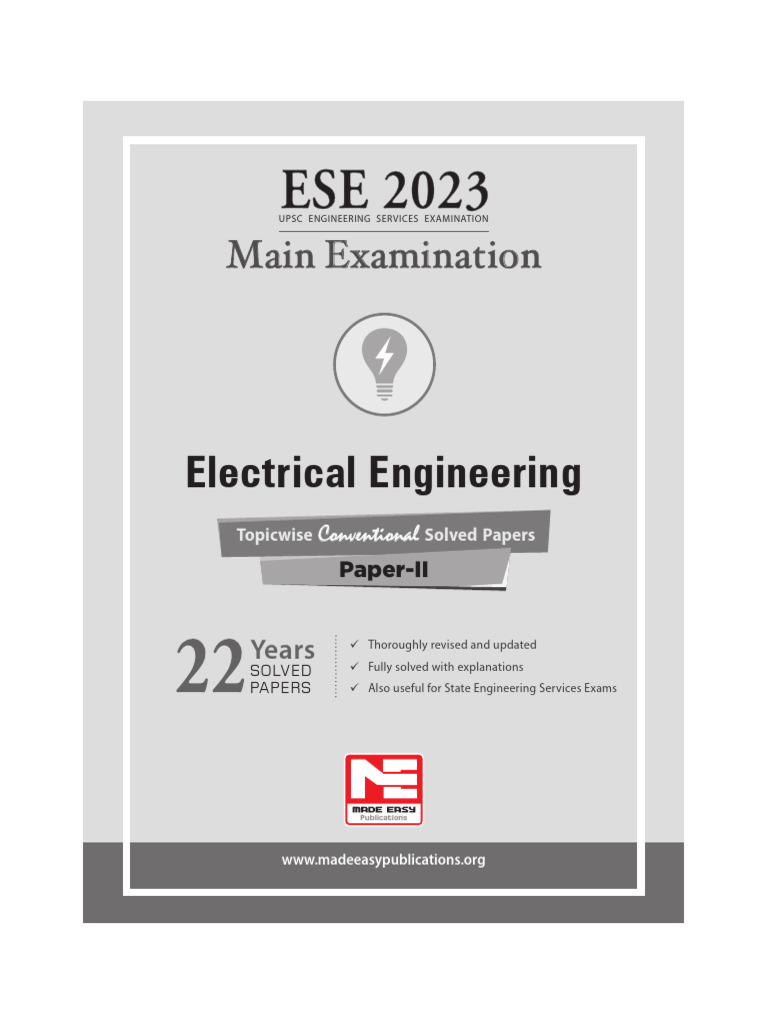 ESE Mains Electrical Engineering Solved Papers | PDF | Electric Power ...