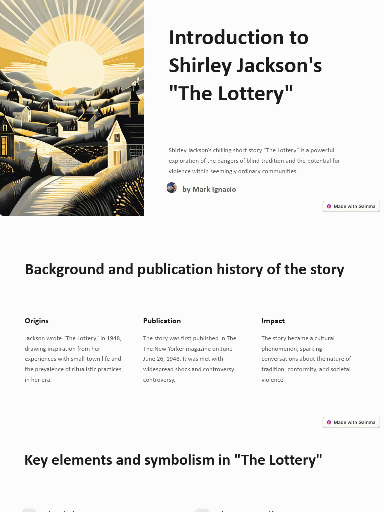 Literature Students' Guide to "The Lottery" | PDF