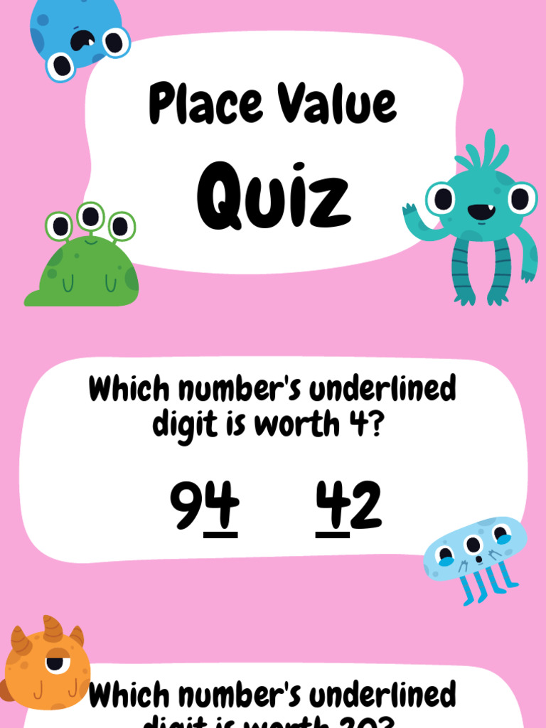 Colourful Monster Themed Place Value Quiz Presentation | PDF