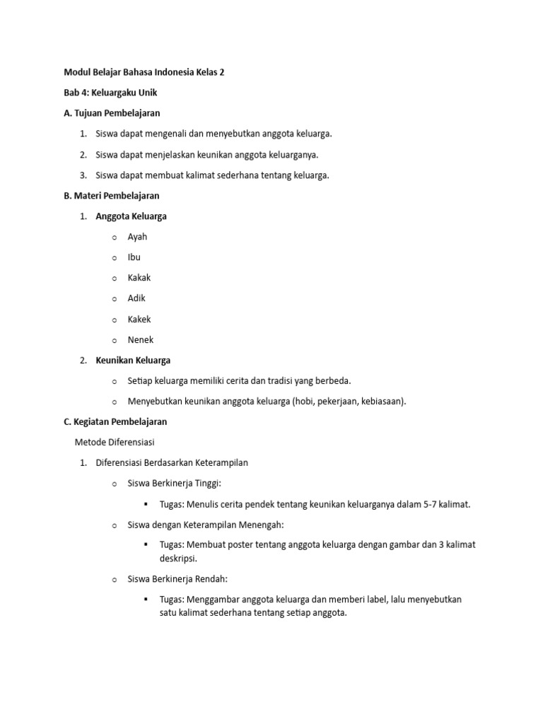 Modul Belajar Keluarga Kelas 2 | PDF