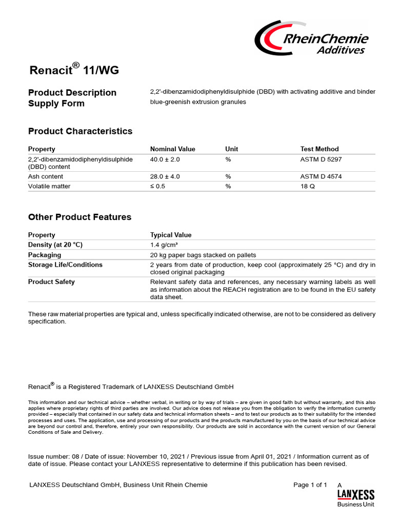 Renacit - 11WG Data Sheet | PDF