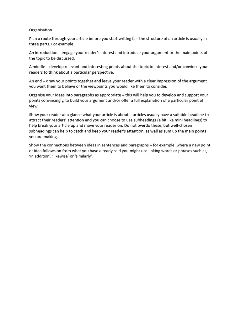 Article writing Important points | PDF