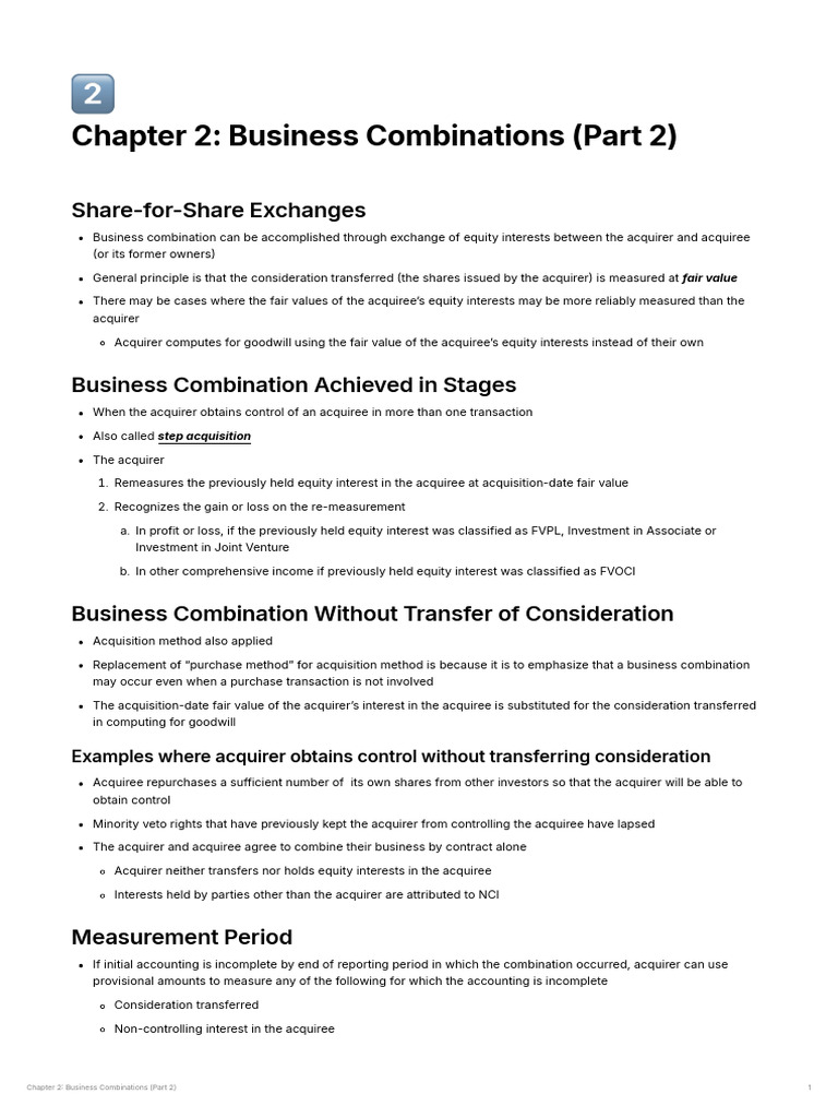 Chapter 2 Business Combinations (Part 2) | PDF | Mergers And Acquisitions | Goodwill (Accounting)
