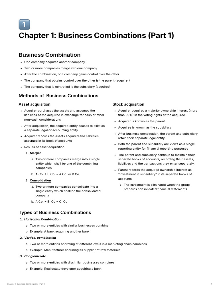 chapter_1_Business_Combinations_(Part_1) | PDF | Mergers And ...