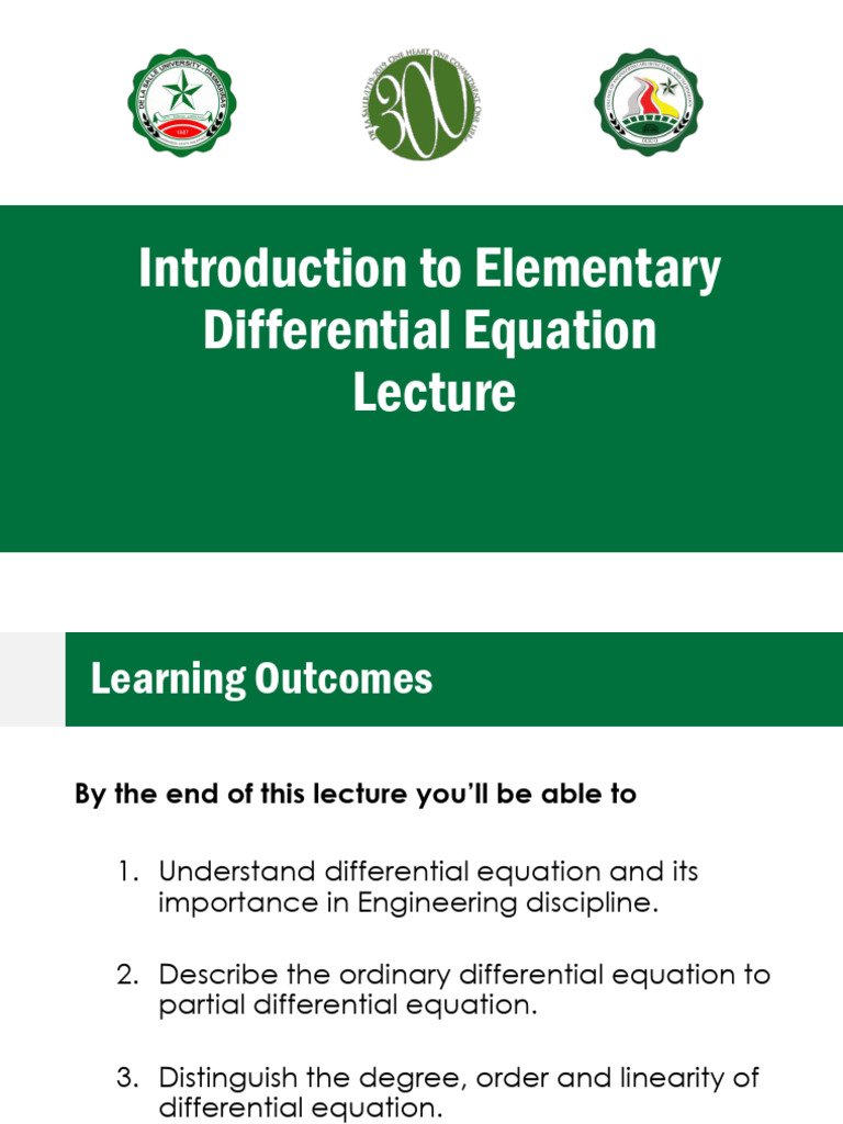Differential Equation - Introduction - Lecture.2024 | PDF | Nonlinear System | Equations
